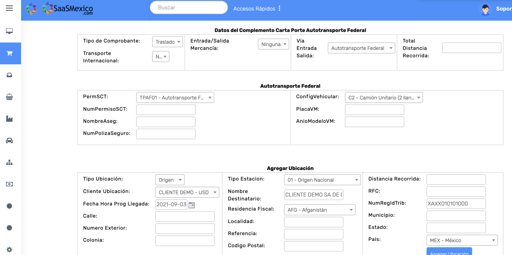 Complemento Carta de Porte - Operam ERP